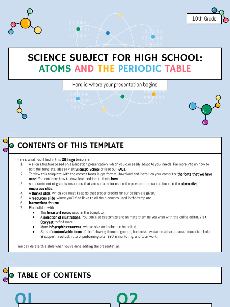 Science Subject For High School - 10th Grade - Atoms and The Periodic ...