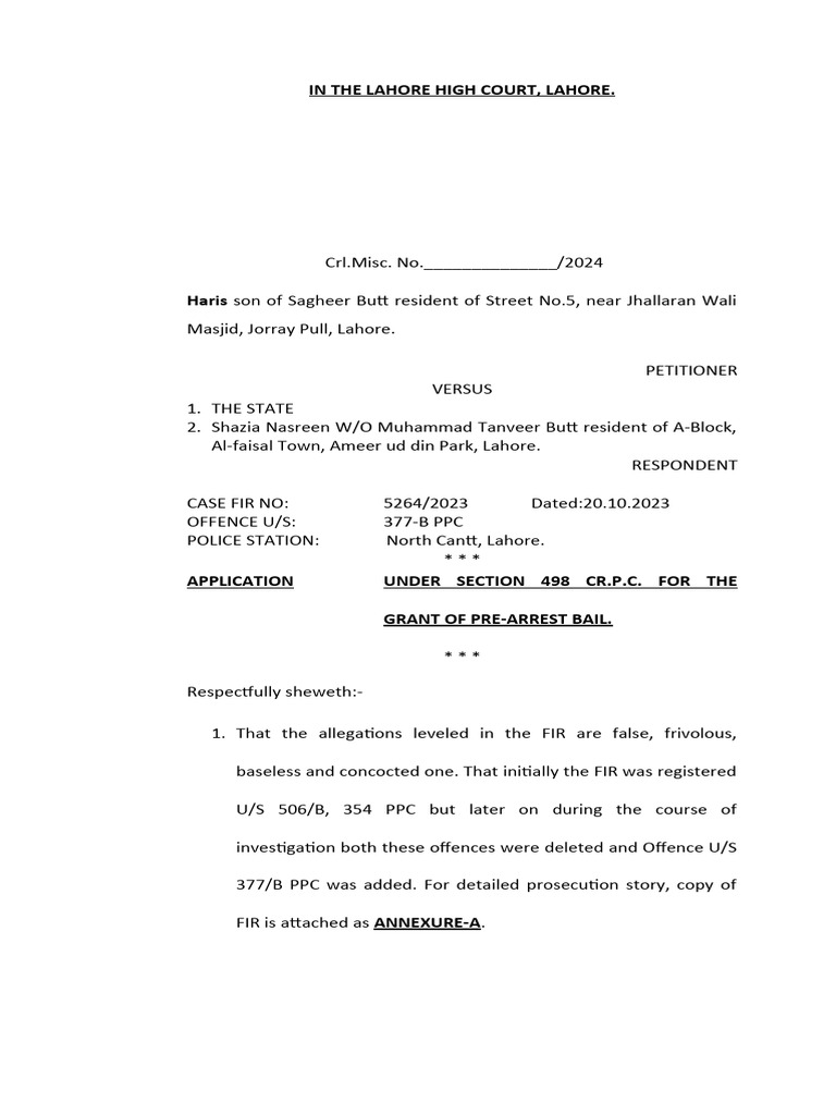 Pre-Arrest Bail | PDF | Bail | Affidavit