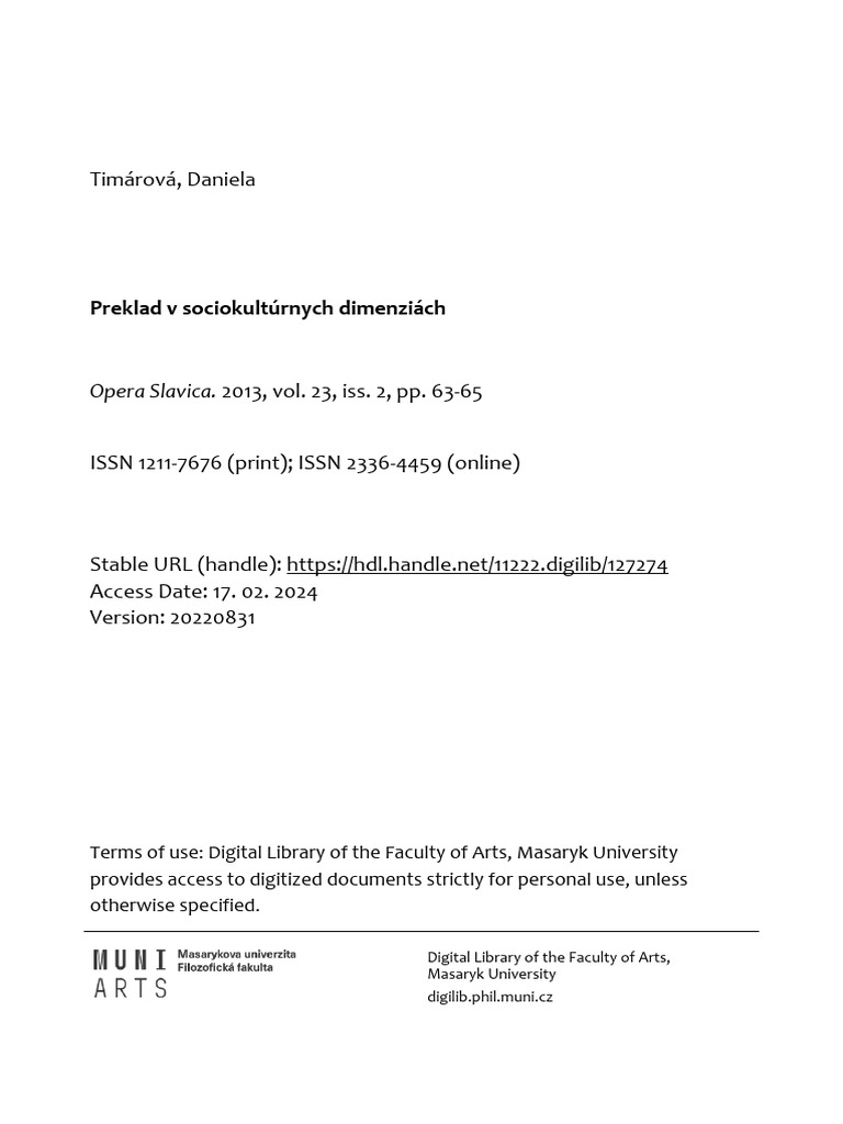 Preklad V Sociokult. Dimenziách - Pozreté | PDF Preklad V Sociokult. Dimenziách - Pozreté | PDF