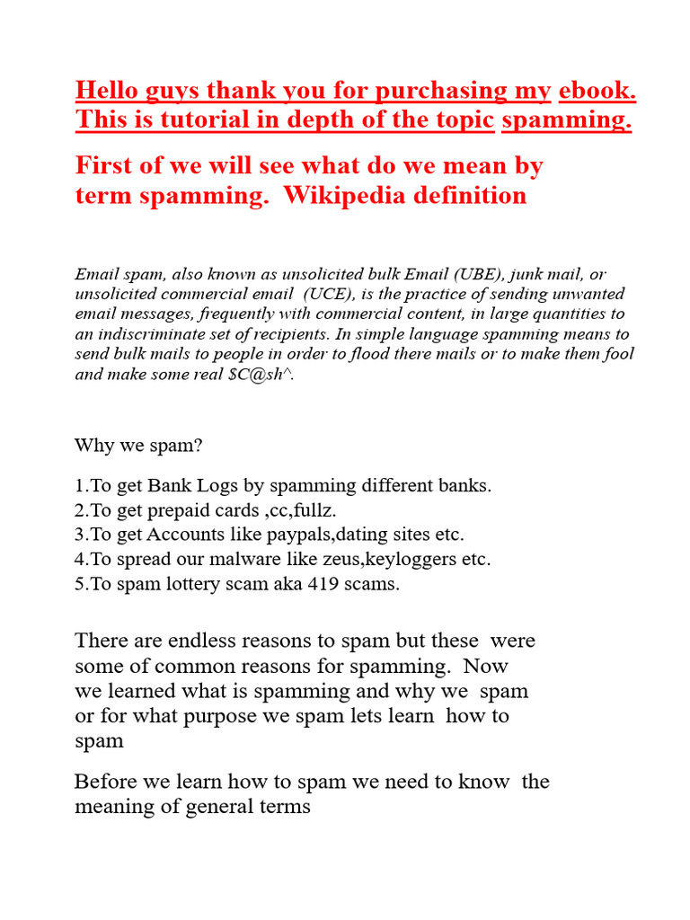 Prepaid Card Spamming Guide | PDF | Email Spam | Spamming