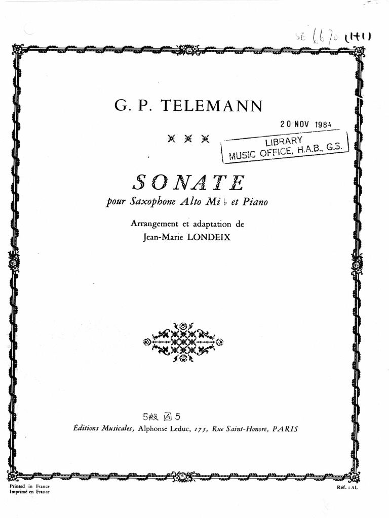 Telemann Sonata With Piano Part | PDF