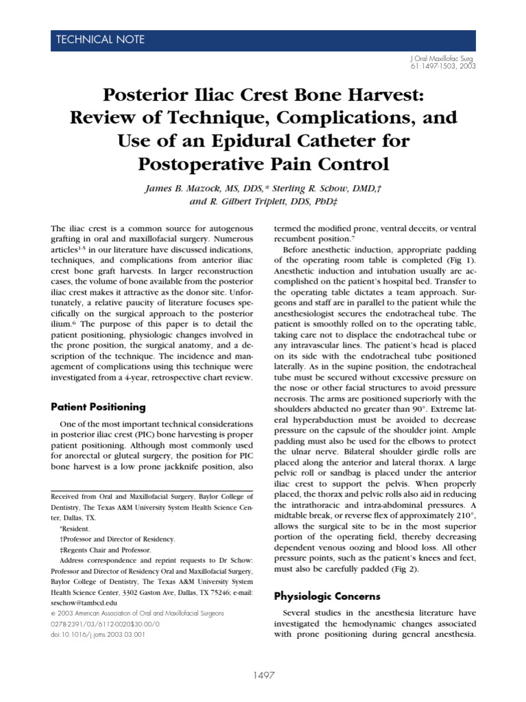 Posterior Iliac Crest Bone Harvest | PDF | Pelvis | Anatomy