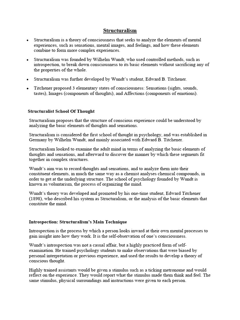 Structuralism & Functionalism | PDF | Psychology | Epistemology Structuralism & Functionalism | PDF | Psychology | Epistemology
