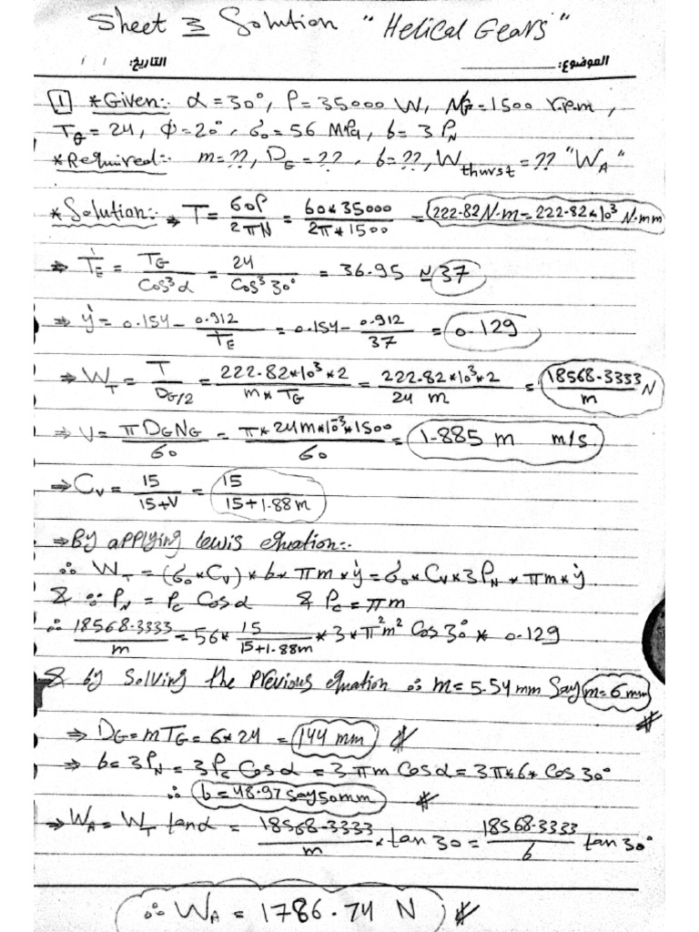 Helical Gear Sheet Solution | PDF
