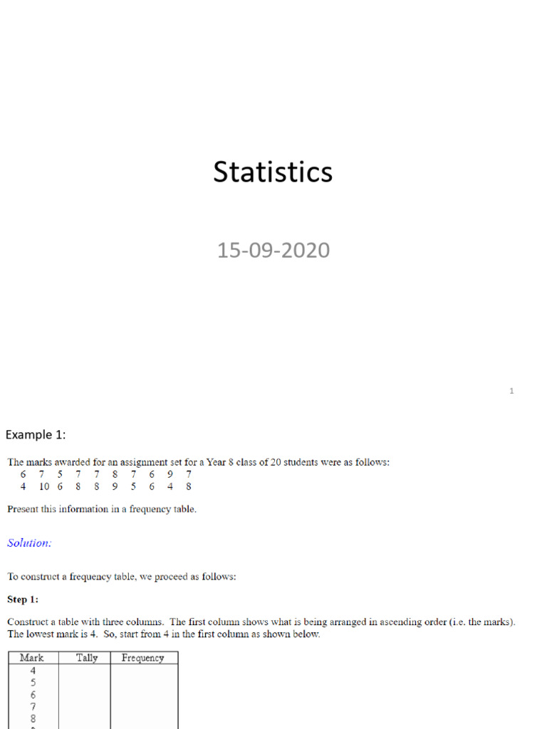 1-3 Maths Statistics | PDF | Chart