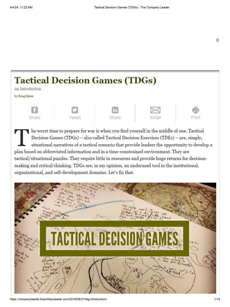 Tactical Decision Games (TDGS) - The Company Leader | PDF | Military ...