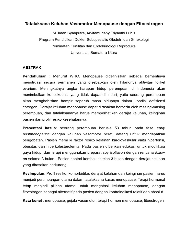 Tatalaksana Keluhan Menopause Dengan Fitoestrogen | PDF