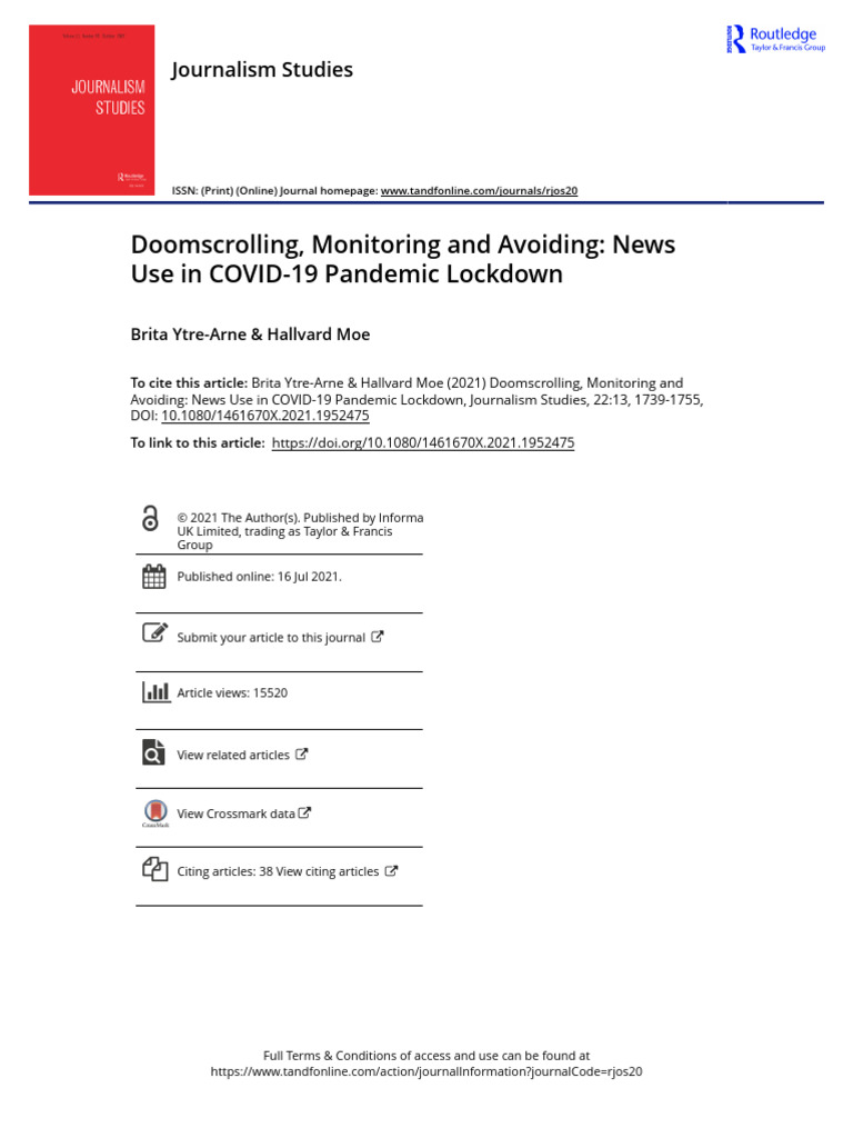 Doomscrolling Monitoring and Avoiding News Use in COVID-19 Pandemic ...