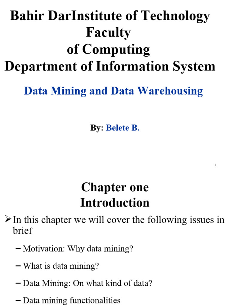 Chapter One | PDF | Data Mining | Statistical Classification