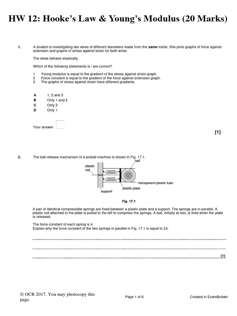 12 Hookes Law and Youngs Modulus | PDF | Young's Modulus | Beam (Structure)