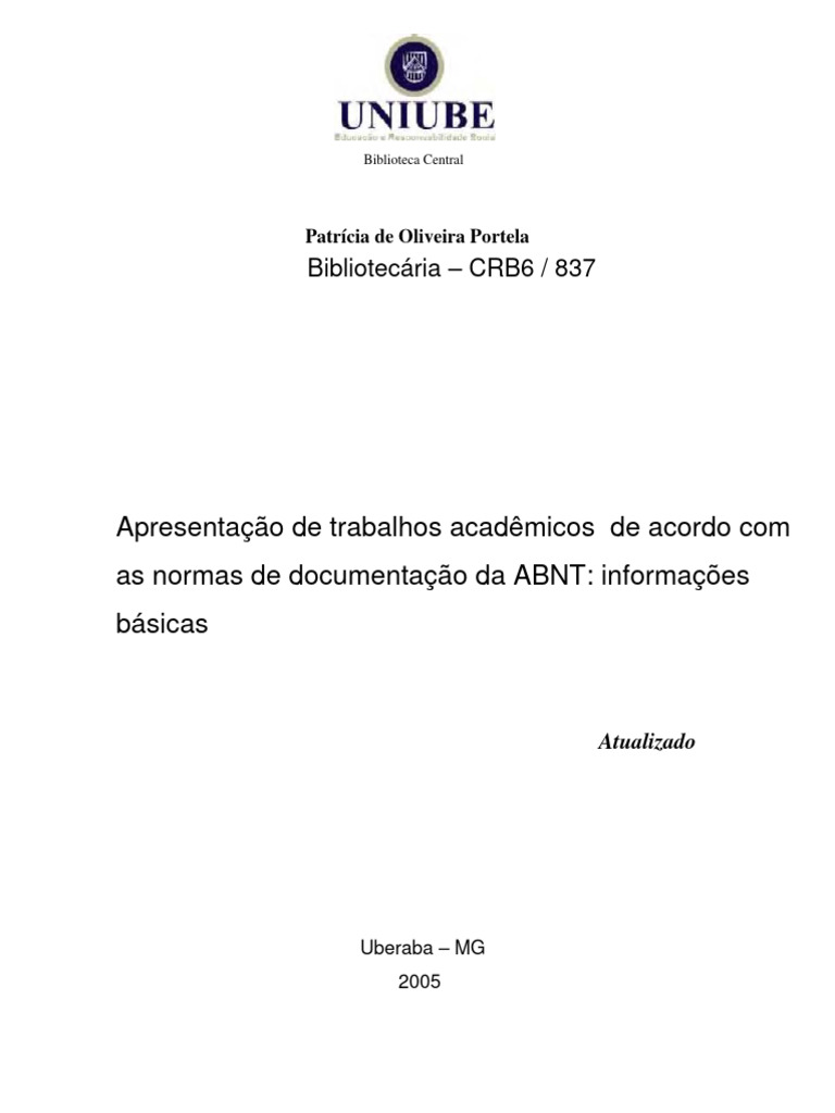 ABNT NBR Manualcompleto Abnt 2005 | PDF | Citação | Abstract (resumo)