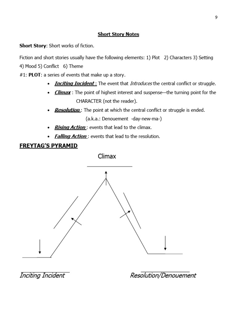 Short Story Notes | PDF | Plot (Narrative) | Psychology