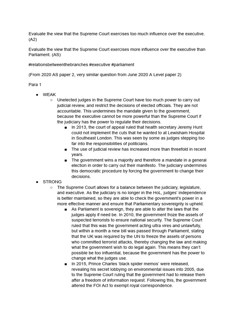 2020 June A Level Paper 2 Politics Plan | PDF | Judicial Review ...