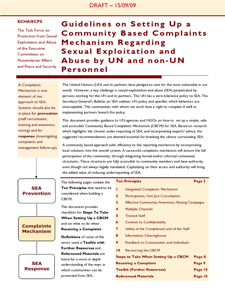 Community Based Complaints Mechanism Guidelines Regarding Sea | PDF ...