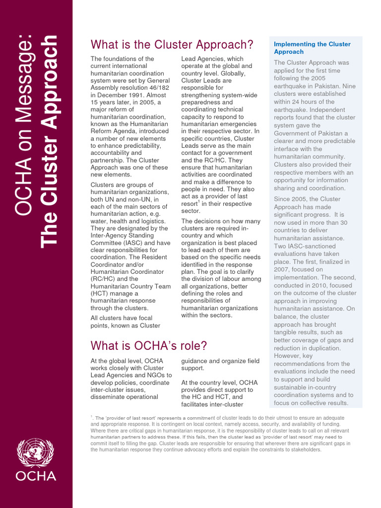 2012 The Cluster Approach Ocha | PDF | Humanitarian Aid | Internally ...