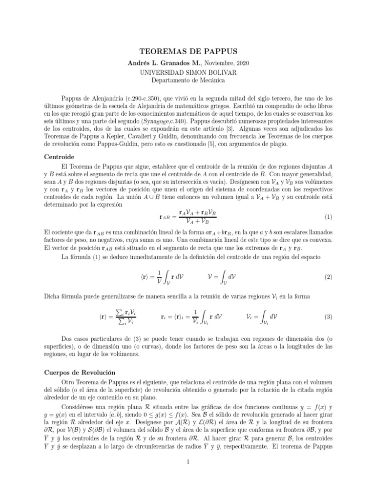 Teoremas de Pappus | PDF | Curva | Integral