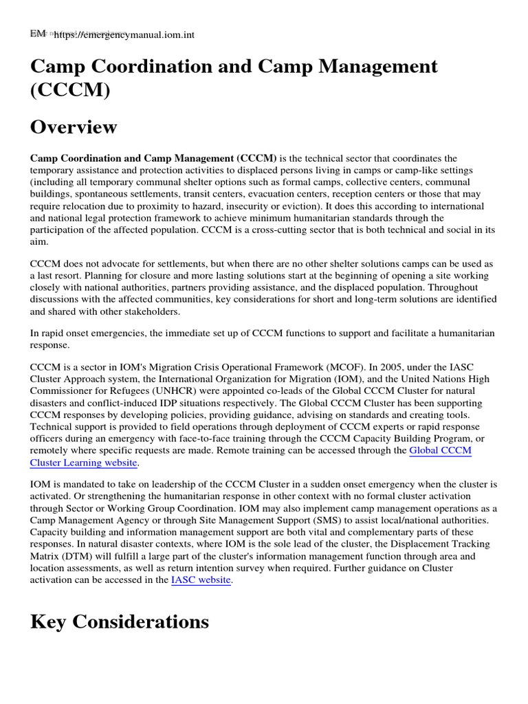 Camp Management & GBV Mitigation Guide | PDF | Internally Displaced ...