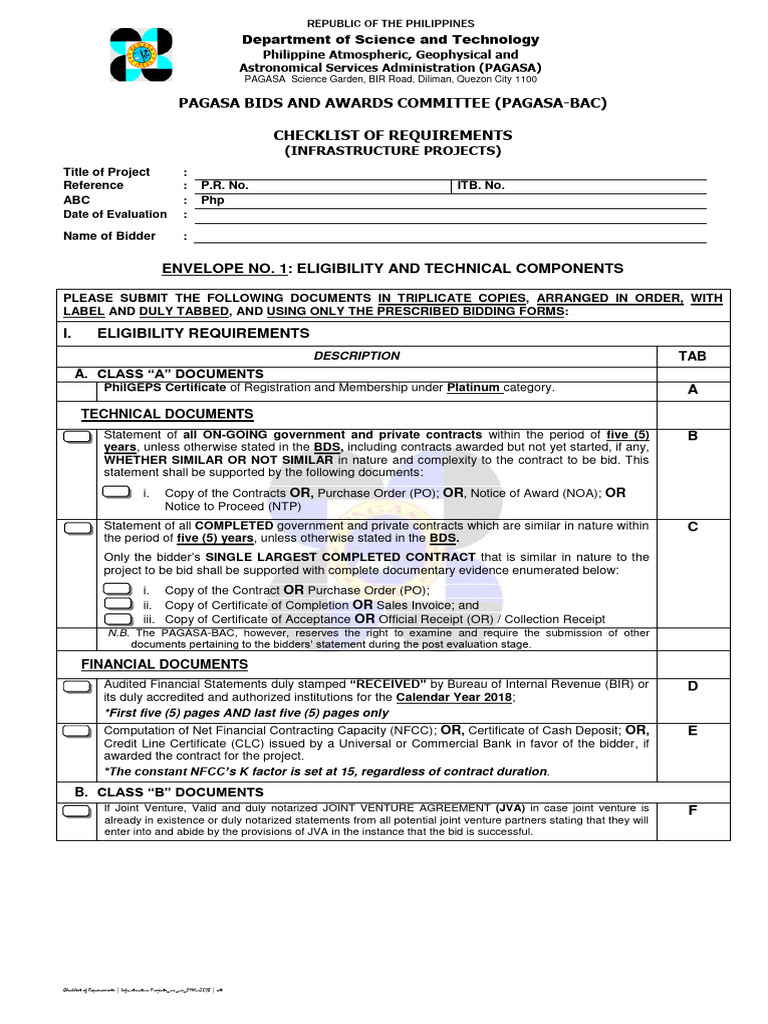 Section 9 Checklist Infra Projects 10 22 2019 | PDF | Identity Document ...
