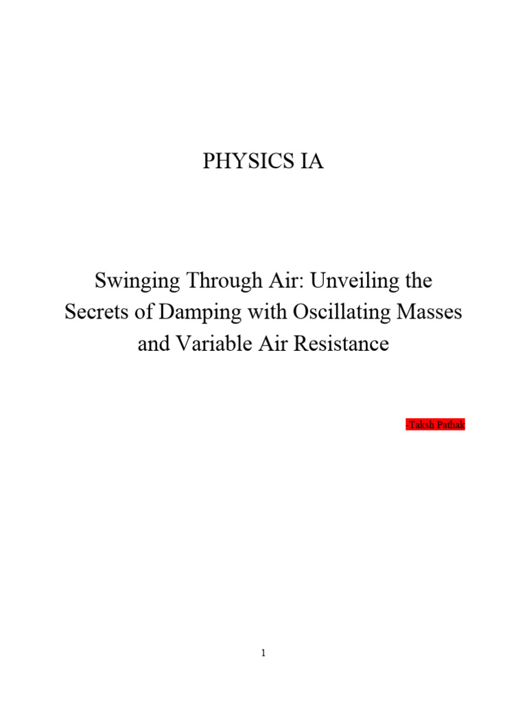 Physics IA Final Draft | PDF | Oscillation | Damping