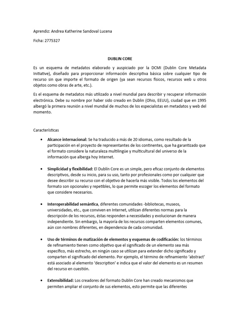 Introducción al Dublin Core y OAI | PDF | Metadatos | Información