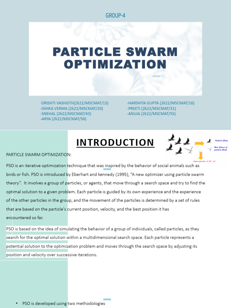 Swarm optimization | PDF | Applied Mathematics | Algorithms