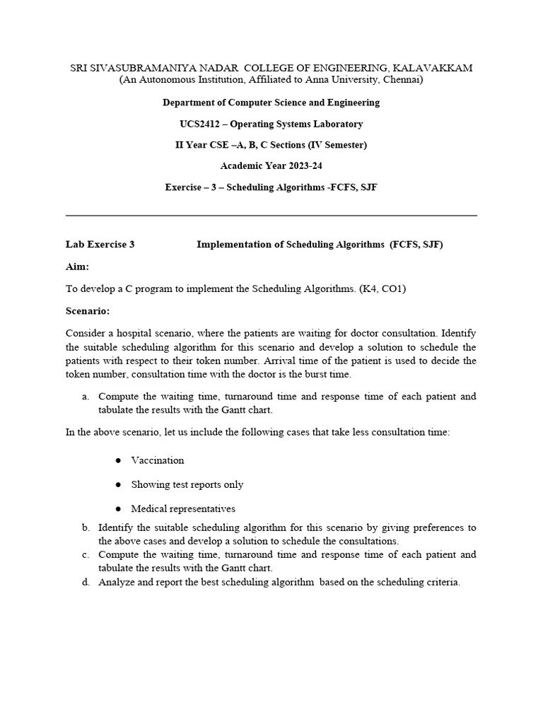 Ex 3 Scheduling Algorithms Pdf Scheduling Computing Algorithms 9612