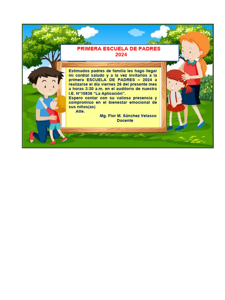 Comunicado Escuela de Padres | PDF