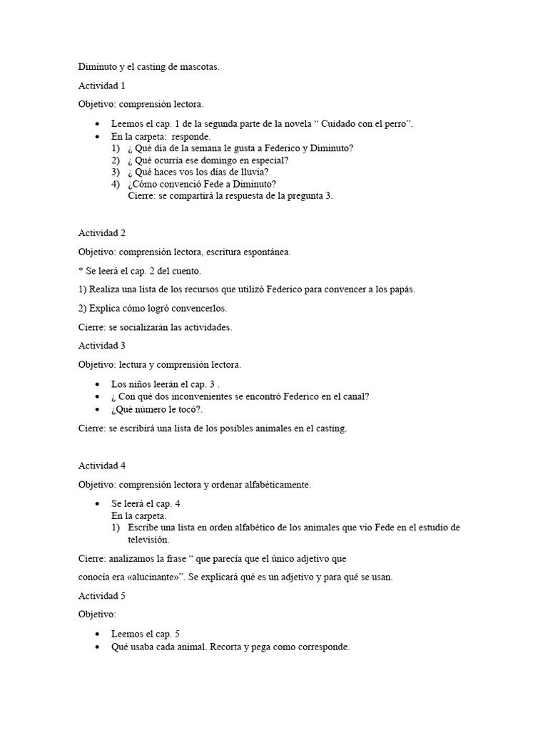 Diminuto Y El Casting De Mascotas Pdf