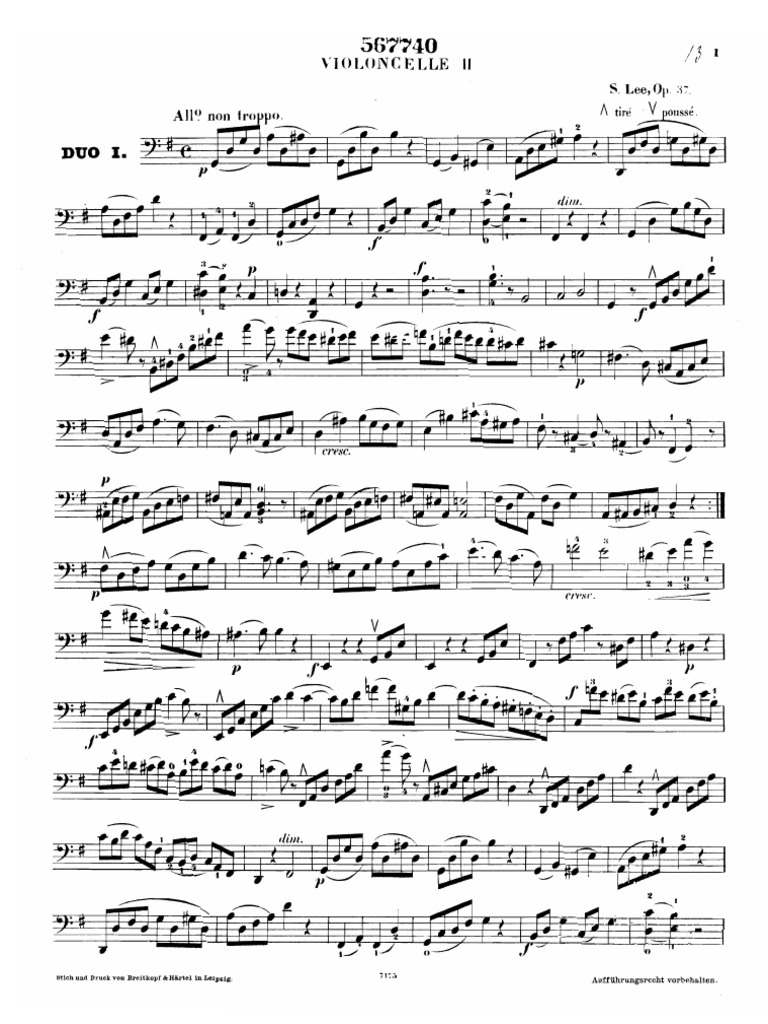 Sebastian Lee Cello Duet Op. 37 (Part 1) | PDF