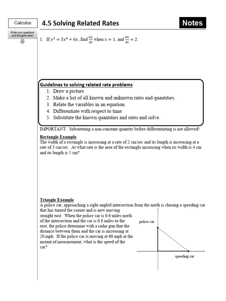 Related Rate Problems | PDF | Length | Calculus