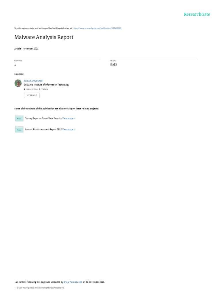 Malware Analysis Report | PDF | Malware | Computer Virus