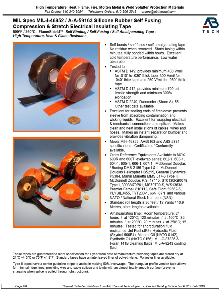 AB Thermal Catalog All Silicone Rubber Fusing Tape Section | PDF ...