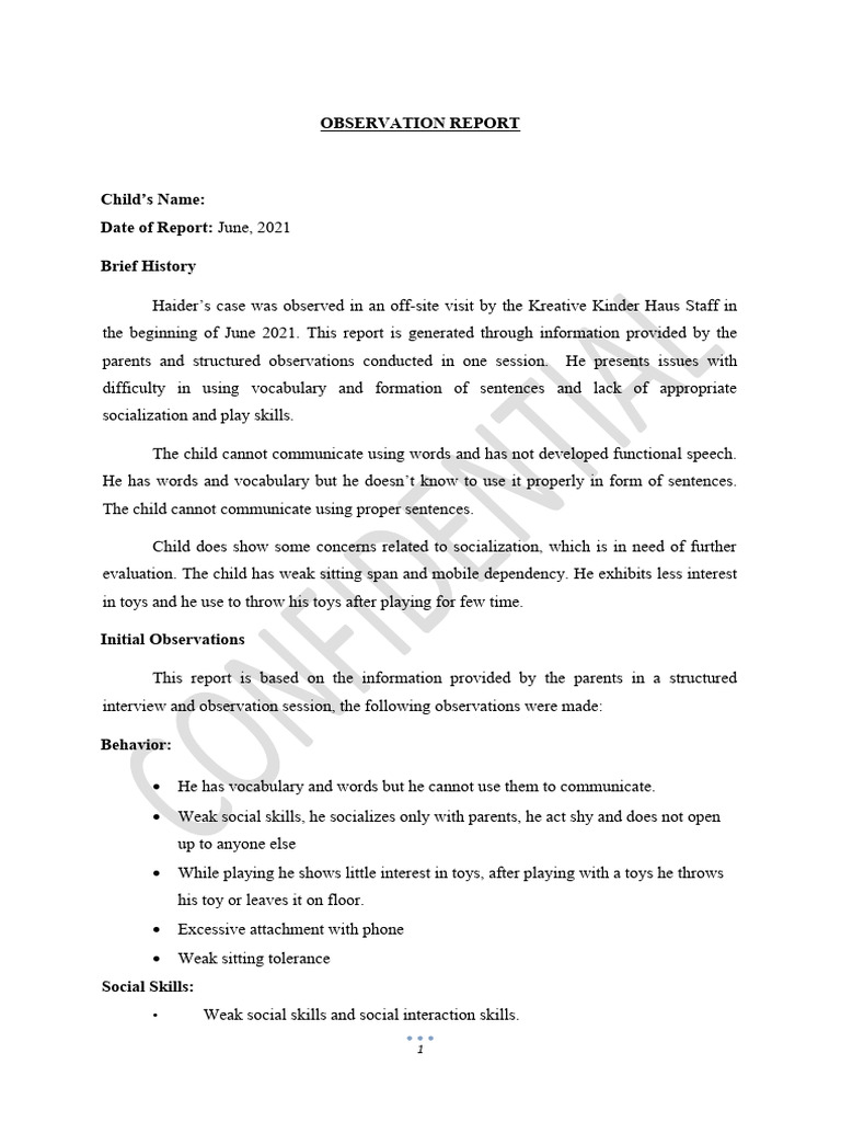 Observation Report | PDF | Reinforcement | Communication