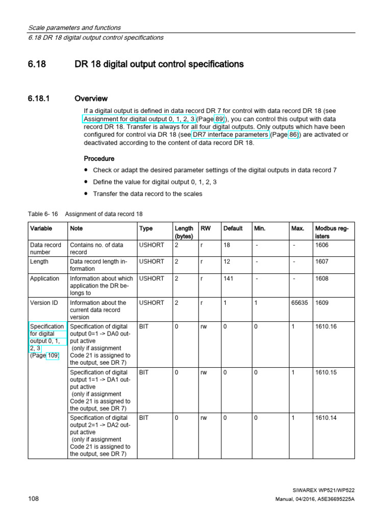 Manual SIWAREX WP521 WP522 en - PDF Page 108 | PDF | Parameter (Computer Programming) | Integer ...