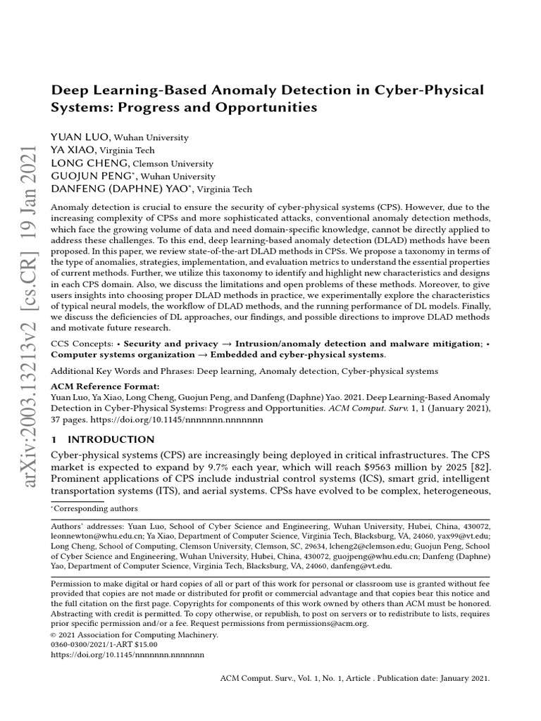 Deep Learning-Based Anomaly Detection in Cyber-Physical | PDF | Deep Learning | Scada