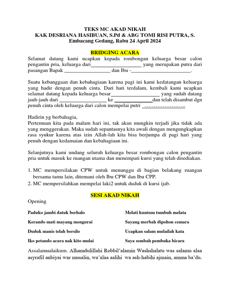 Draft MC Akad Nikah Baru | PDF