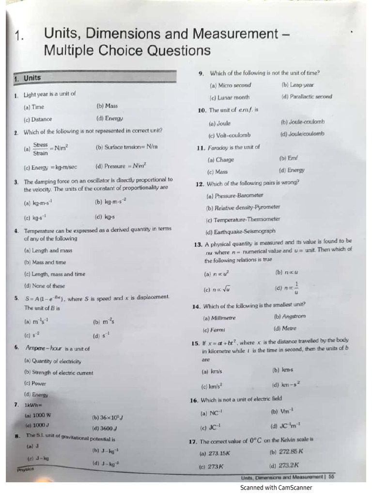 Units and Dimensions | PDF