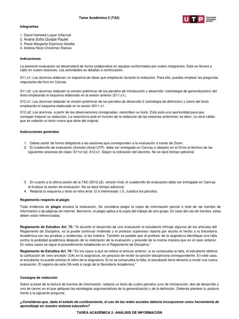 E5 TA2 - 11317 (Formato Oficial UTP) Grupo 5 | PDF | Servicio de redes sociales | Software de la ...