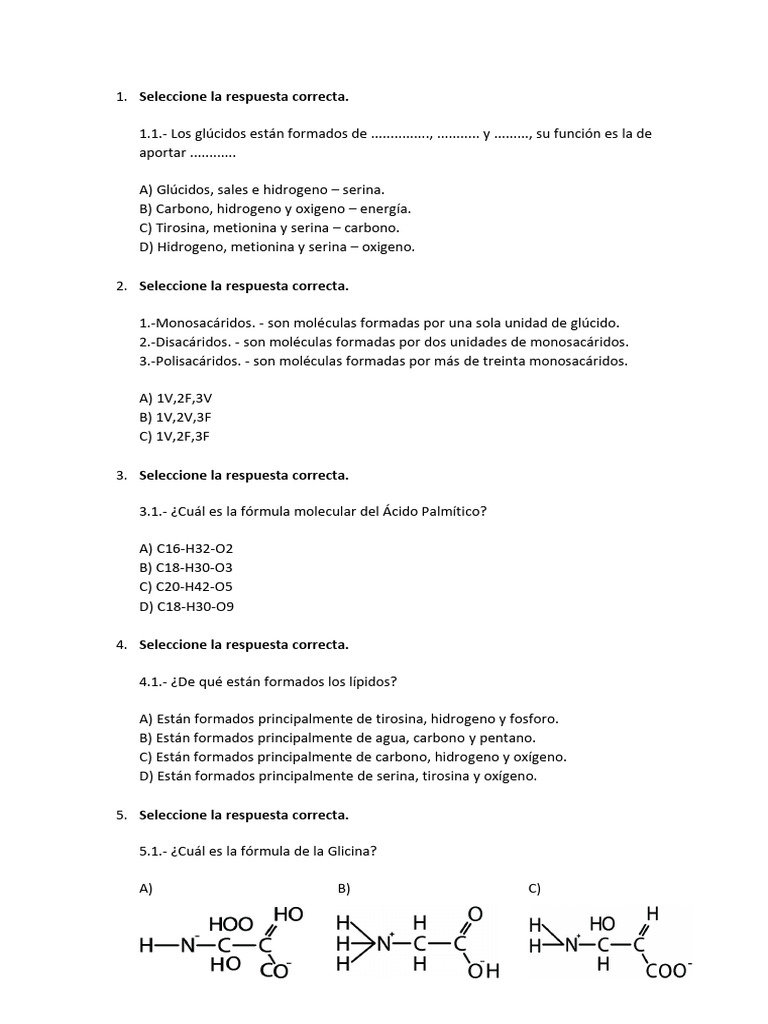 Cuestionario de Quimica J.T | PDF | Carbohidratos | Bioquímica