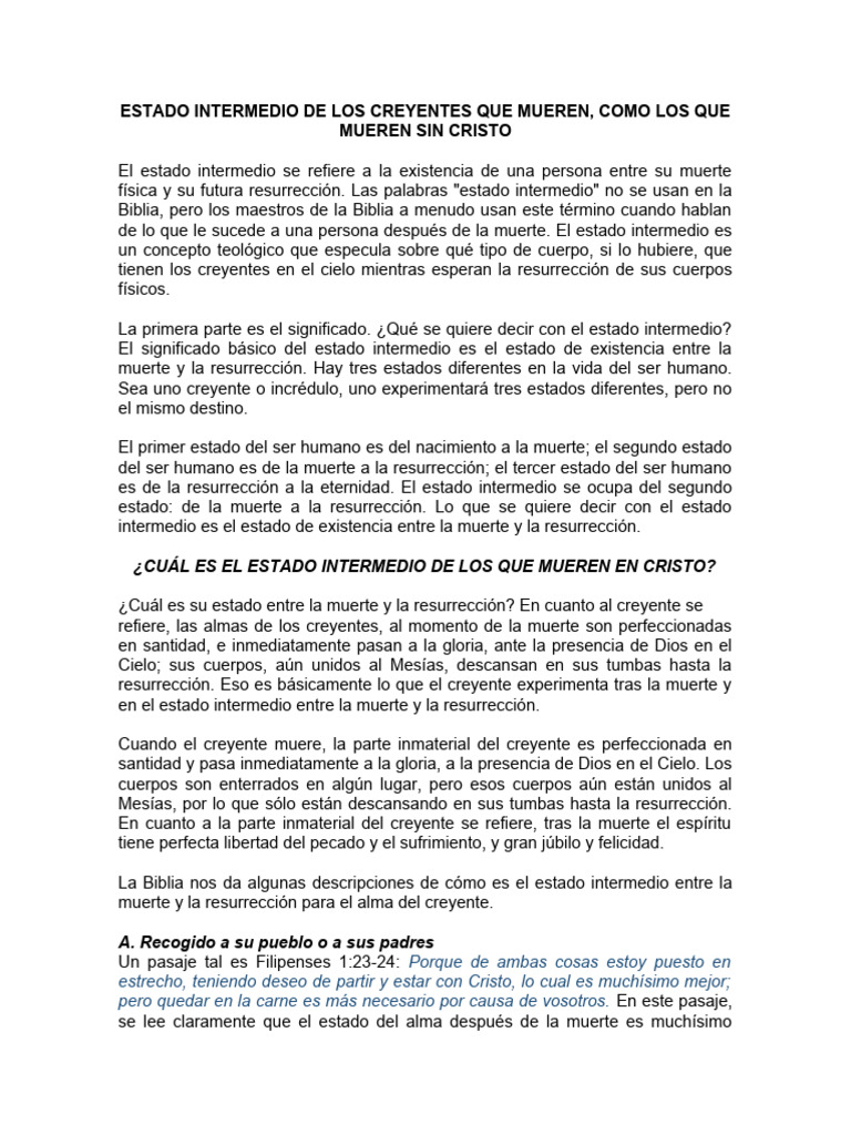 Estado Intermedio: Creyentes e Incrédulos | PDF | Purgatorio | Infierno
