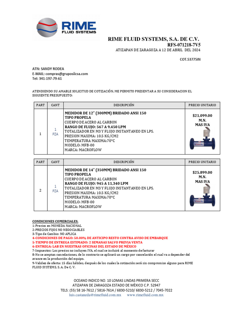 Medidor Macroflow 12 Y14 | PDF
