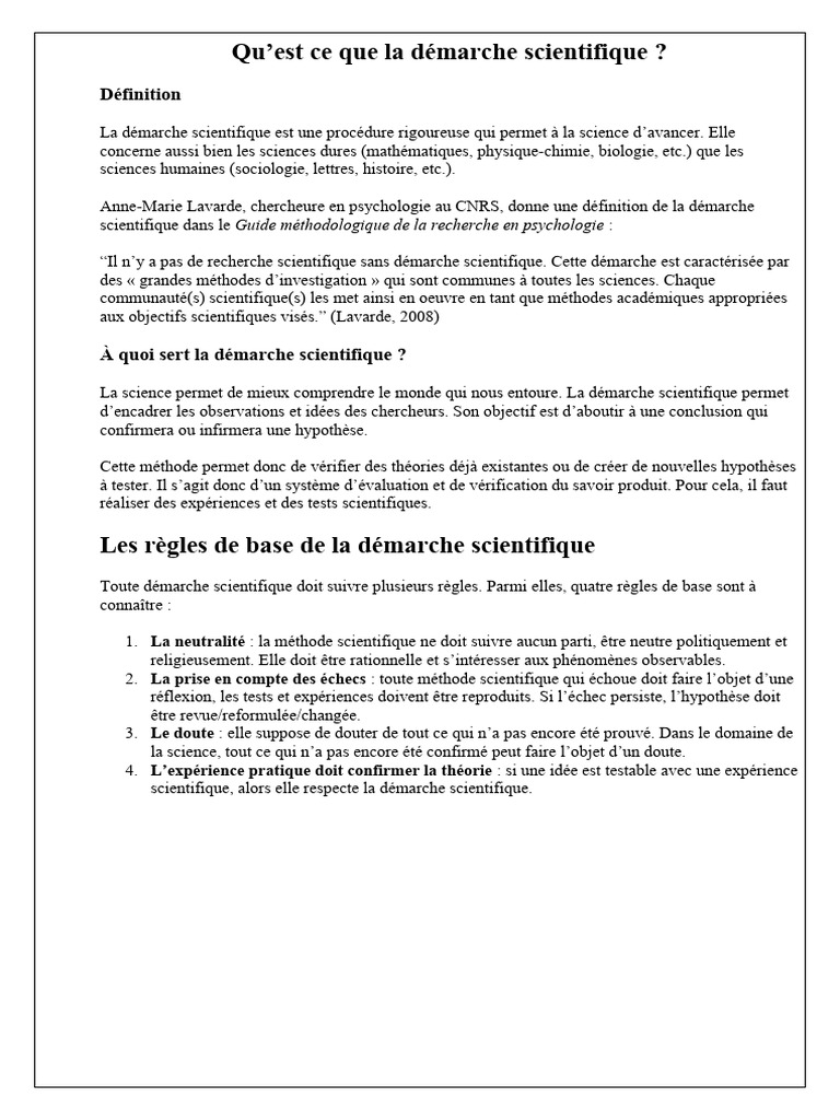 Définition de la démarche scientifique | PDF