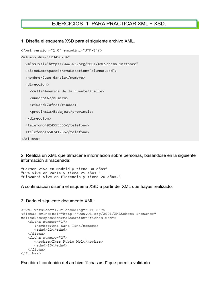 UD4.7 Práctica XML + xsd-1 | PDF