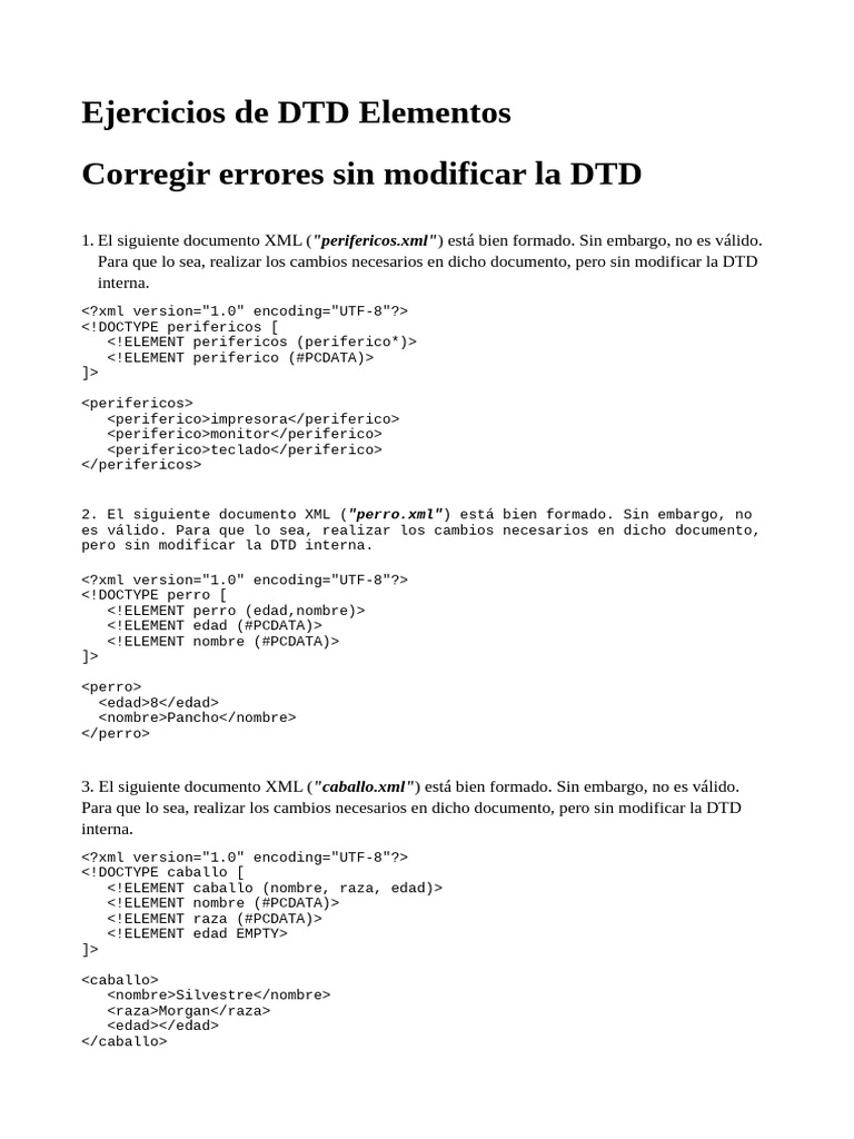 Corregir Elementos DTD | PDF | Xml | Consorcio Mundial de la red