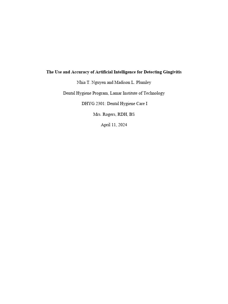 the use and accuracy of artificial intelligence for detecting gingivitis | PDF | Artificial ...