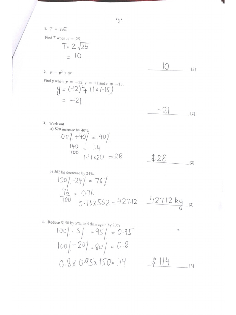 Math P2 Review Key - Y8 | PDF