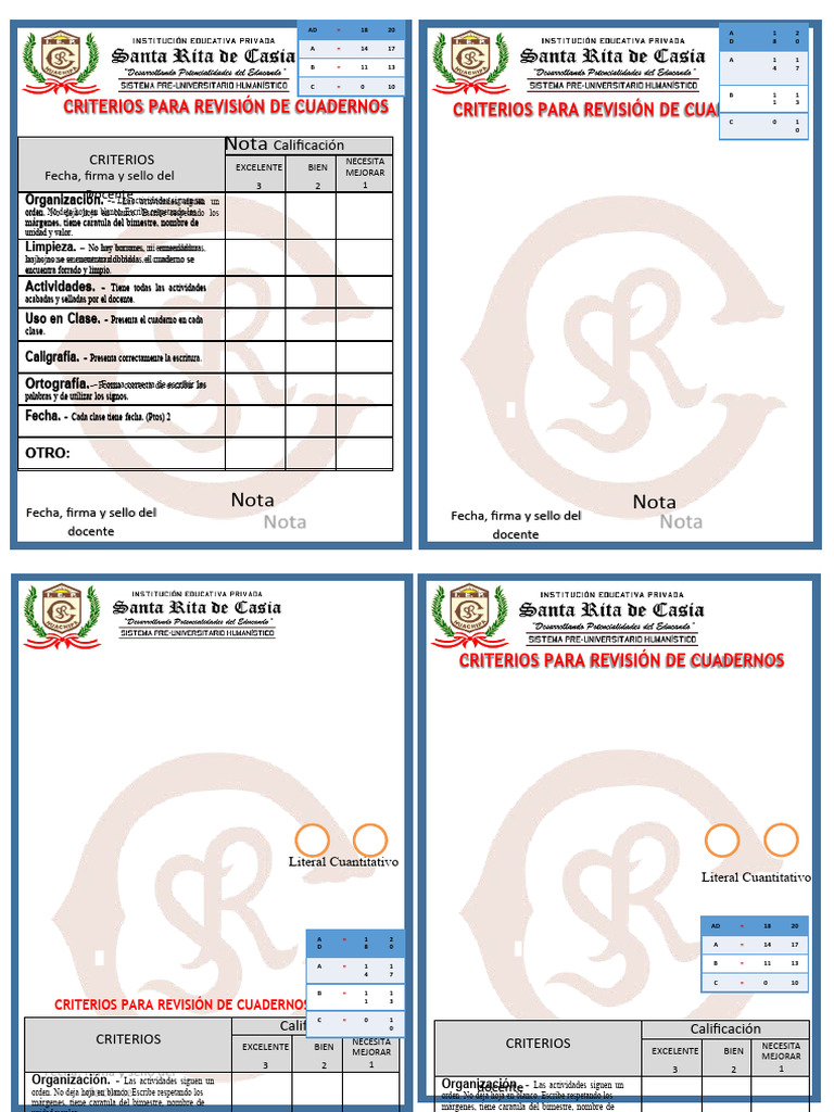 Rubrica para Evaluar Cuadernos 2024 | PDF | Escritura | Comunicación ...