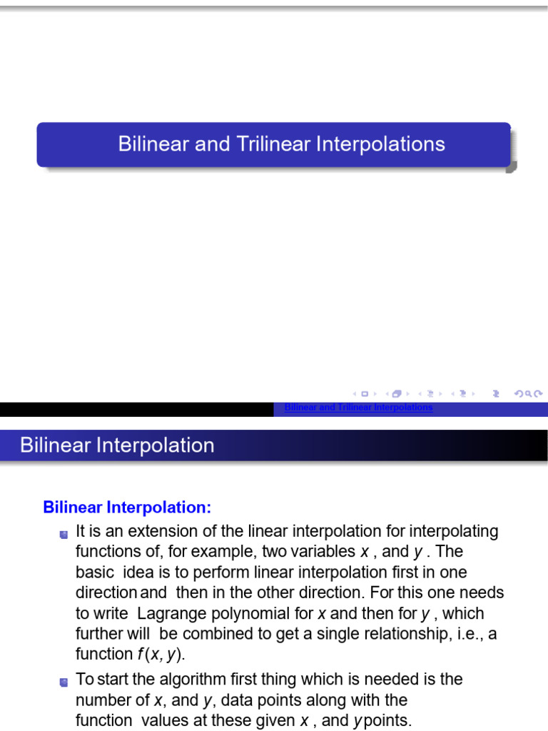 Bilinear Trilinear | PDF | Interpolation | Applied Mathematics