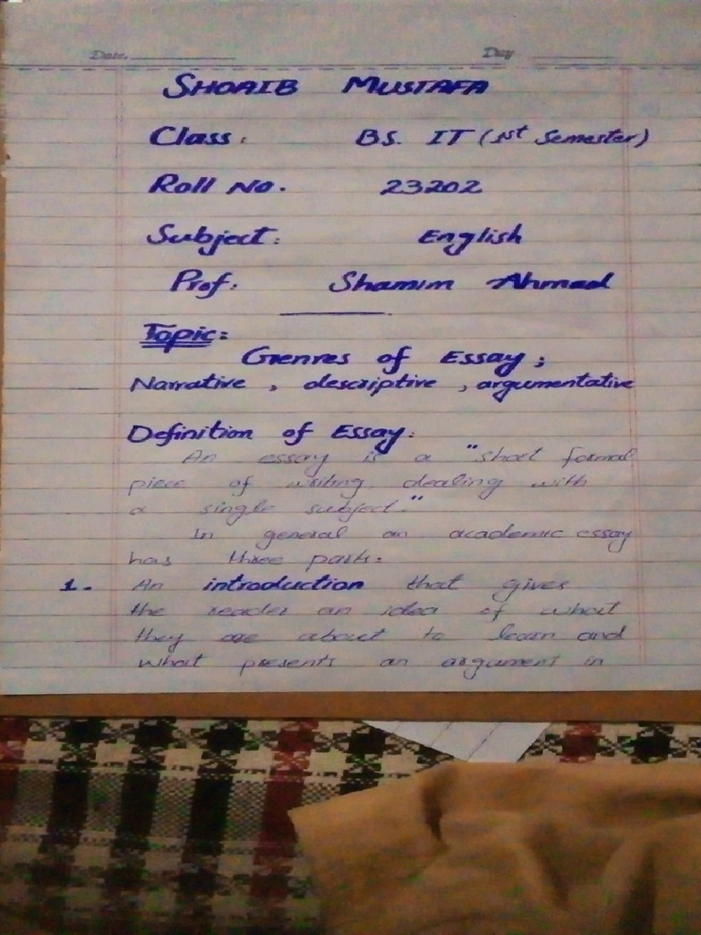 Genres of EssayBy Shoaib Mustafa - 240427 - 212103 | PDF