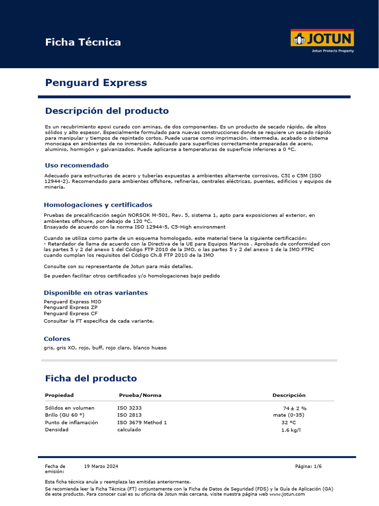 TDS 2400 Penguard Express Esp ES | PDF | Abrasivo | Pinturas